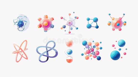 Scientific Particles and Elements Set for Research and Education Stock Vector - Illustration of ...