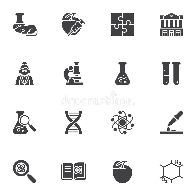 Science Elements Vector Icons Set Stock Illustration - Illustration of ...