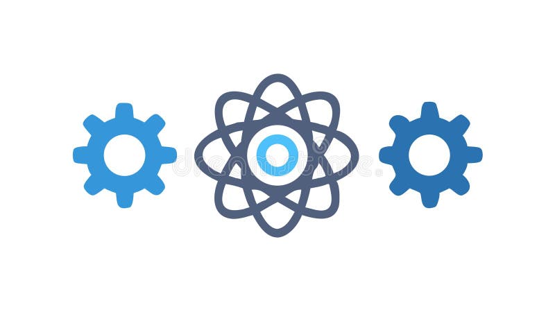 Science Engineering: Atom Symbol with Interlocking Gears, Vector Design ...