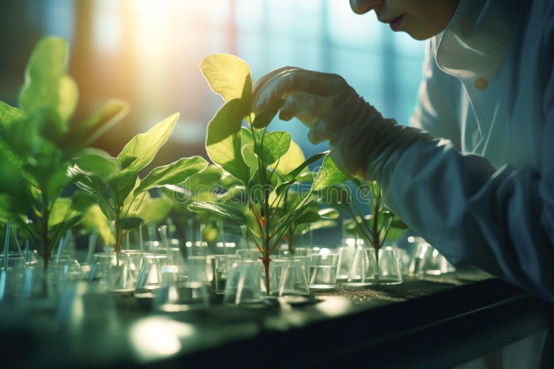 Growing and Studying Plants in Laboratory. Generative AI Stock ...