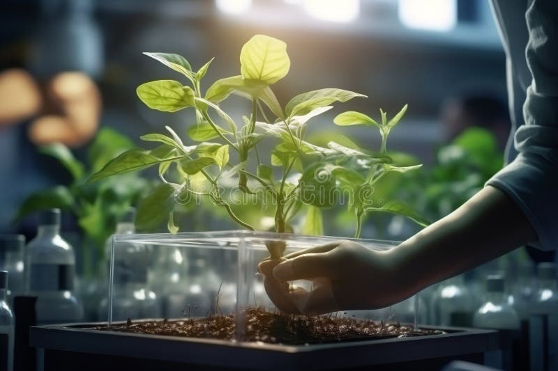 Growing and Studying Plants in Laboratory. Generative AI Stock ...