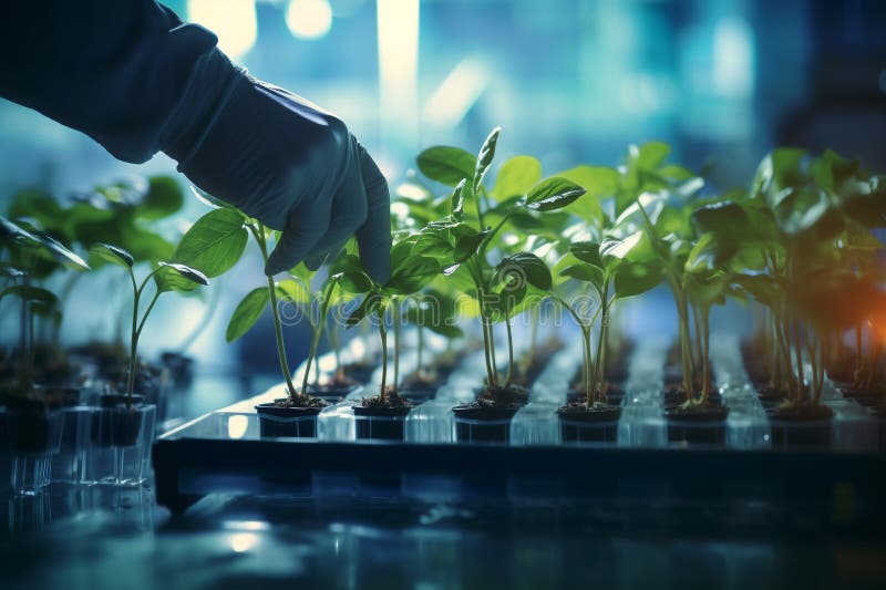 Growing and Studying Plants in Laboratory. Generative AI Stock ...