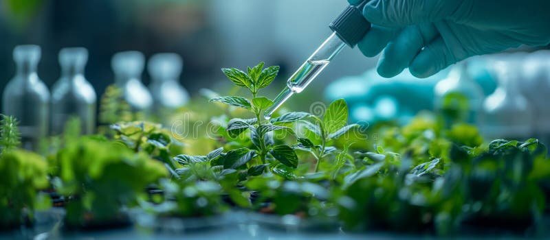 Science, Environment and Biotechnology Concept. Growing and Studying ...