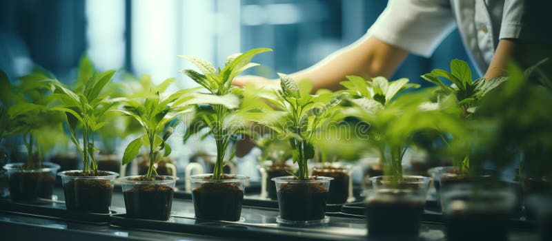 Science, Environment and Biotechnology Concept. Growing and Studying ...