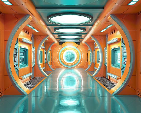 Science Exhibit Tour Flat Design Front View Futuristic Theme 3D Render ...