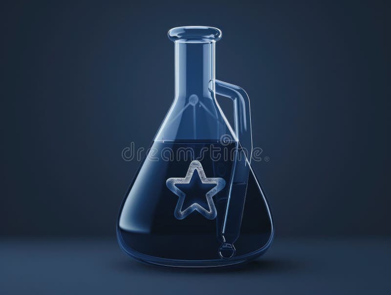 Science Experiment Beaker with Liquid and Star Logo Stock Photo - Image ...