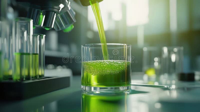 Science Experiment with Green Liquid in Laboratory Setting for ...