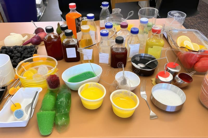 Science Experiment, with Ingredients and Equipment Carefully Arranged ...