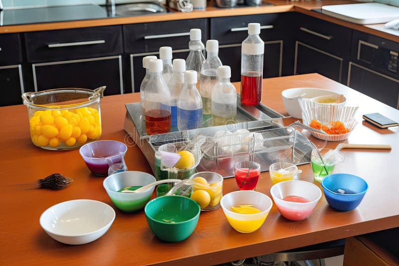 Science Experiment, with Ingredients and Equipment Carefully Arranged ...