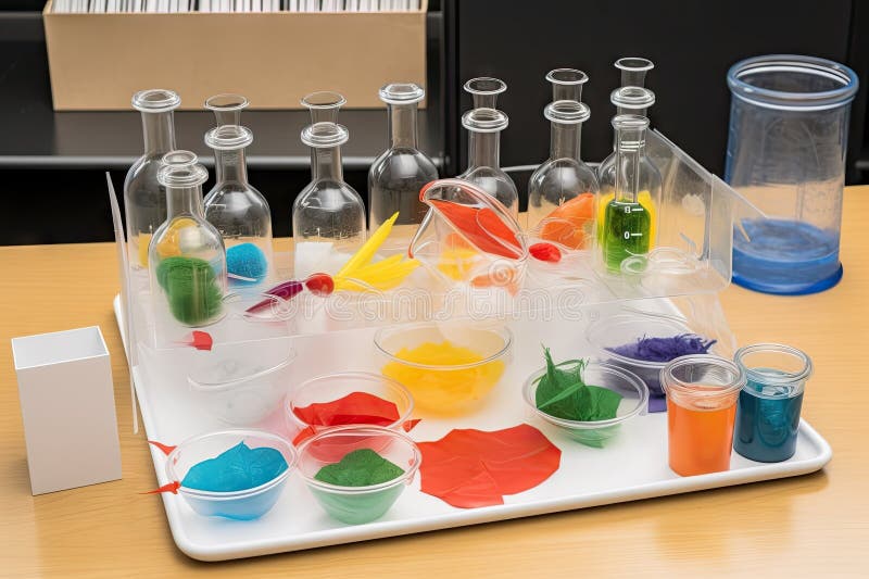 Science Experiment, with Ingredients and Tools Clearly Visible Stock ...