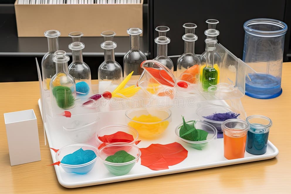 Science Experiment, with Ingredients and Tools Clearly Visible Stock ...