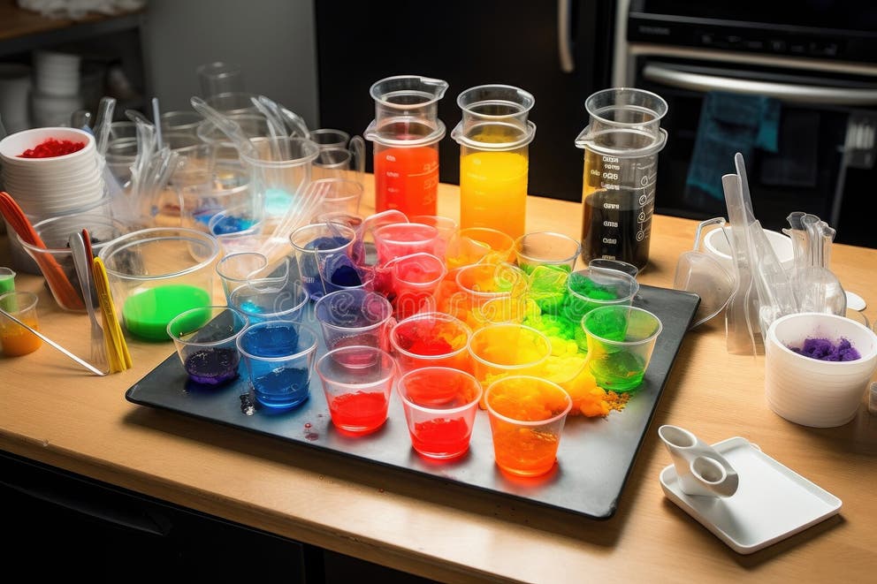 Science Experiment, with Ingredients and Tools Clearly Visible Stock ...