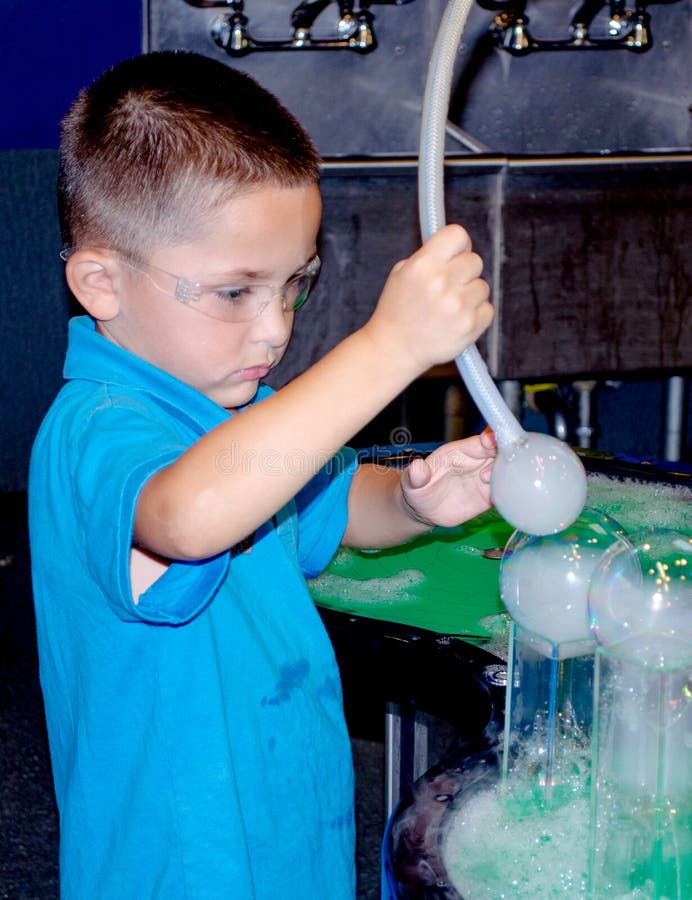 Science Experiment and Little Boy Stock Image - Image of bubble ...