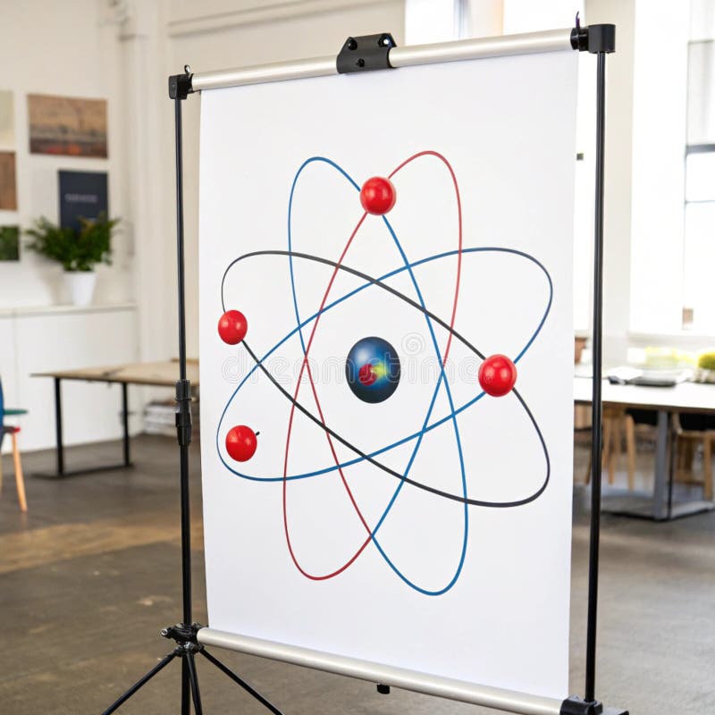 Science Experiment Poster with Atom Isolated on White Background Stock ...
