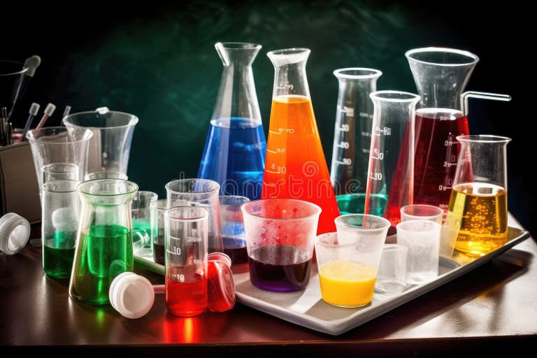 Science Experiment, with Test Tubes and Flasks, Ingredients and Tools ...