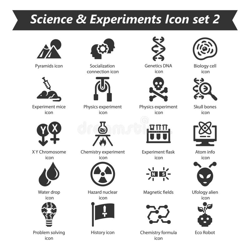 Science Experiments Icon Set 2 Stock Vector - Illustration of pyramids ...