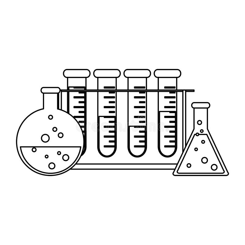 Science Experiments and Investigation Black and White Stock Vector ...