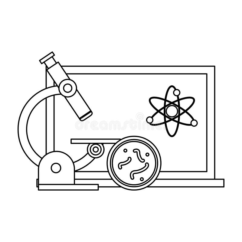 Science Experiments and Investigation Black and White Stock Vector ...
