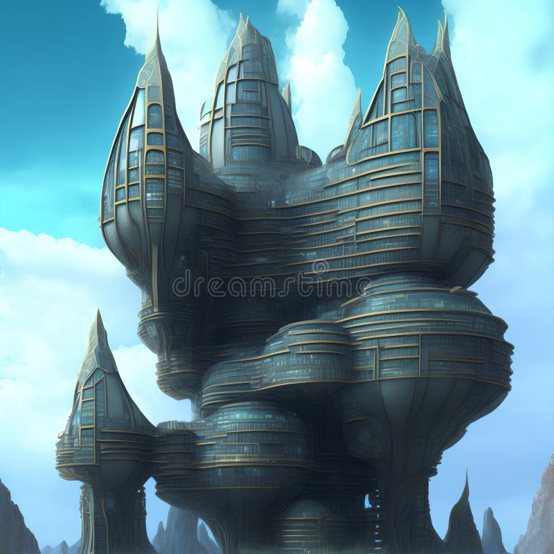 Science Fantasy Architecture, Generative AI Illustration Stock ...