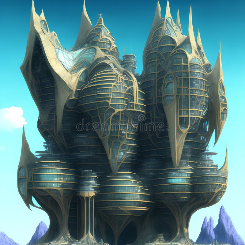 Science Fantasy Architecture, Generative AI Illustration Stock ...