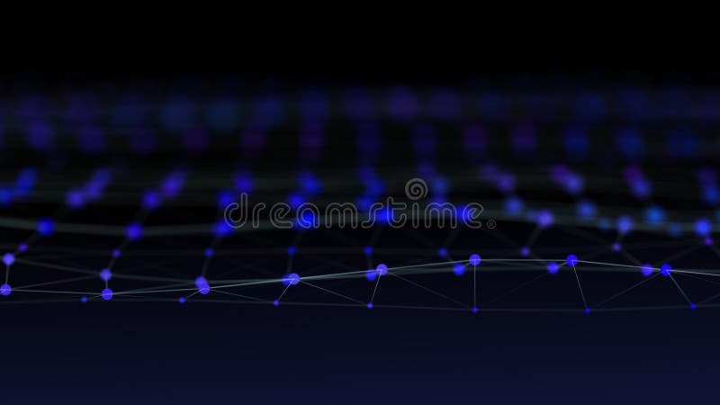 Science Fiction Abstract Background of Glowing Particles with Depth of ...
