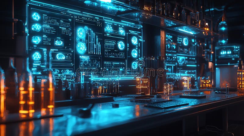 Science Fiction Bar Blue Technology Screen Stock Illustration ...