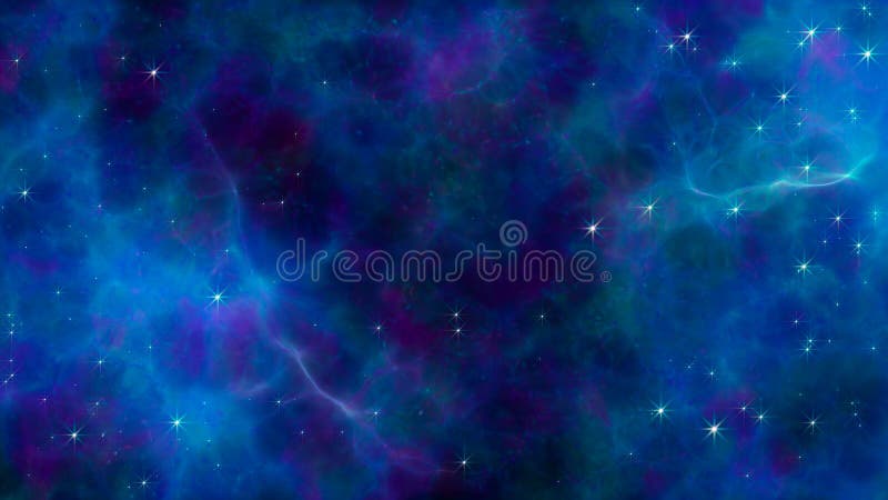 Science Fiction Blue Purple Glowing Nebula with Scattering of Stars ...