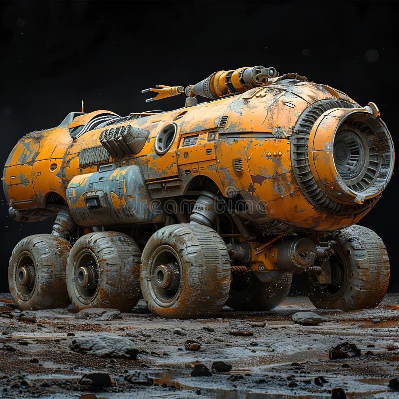 Science Fiction Car with Rusted Metal Material on Mars02 Stock Image ...