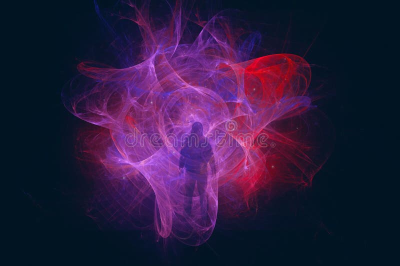 A Science Fiction Concept. a Man, Back To Camera, Standing in a Portal ...