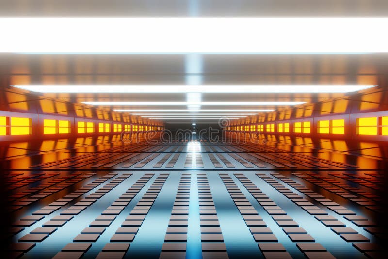 Science Fiction Corridor Illustration Stock Illustration - Illustration ...