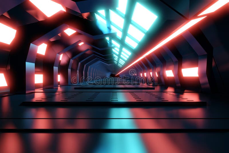 3d Futuristic Space Facility Corridor Stock Illustrations – 136 3d ...