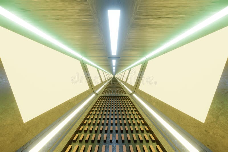 Science Fiction Corridor Illustration Stock Illustration - Illustration ...
