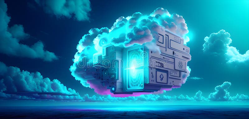 Illustration Concept of Cloud Computing Service Future Data Storage ...