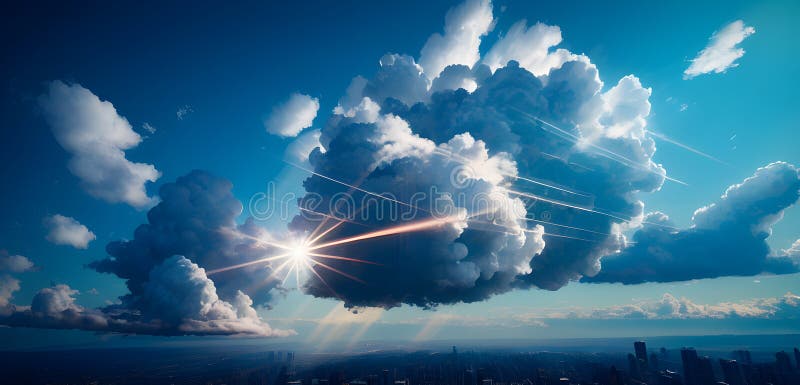 Illustration Concept of Cloud Computing Service Future Data Storage Computing Power Generative ...
