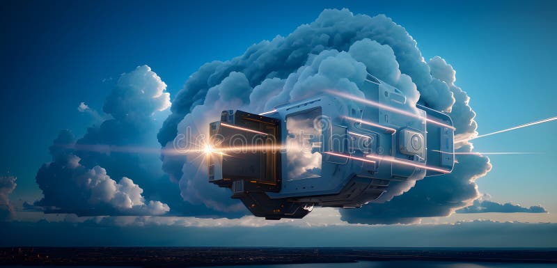 Illustration Concept of Cloud Computing Service Future Data Storage Computing Power Generative ...