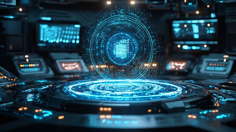 Science Fiction Future Technology Control Center Stock Illustration ...