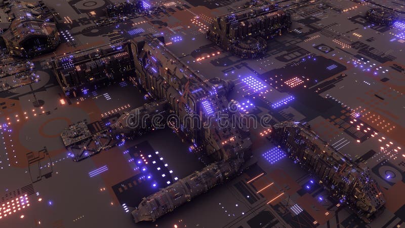 Science Fiction Future Technology Spaceship Machine 3D Illustration ...