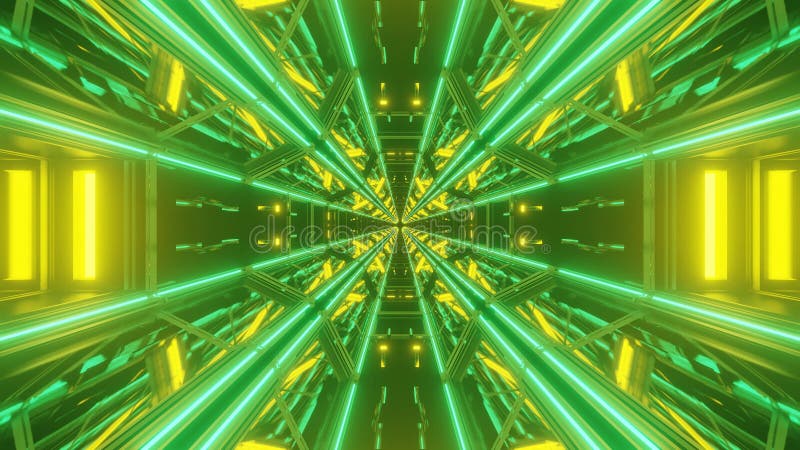 Science-fiction Futuristic Background with Glowing Green Neon Lights ...