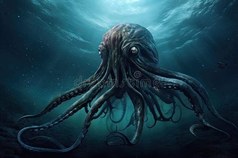 Science Fiction Giant Octopus, Generative AI Stock Illustration ...