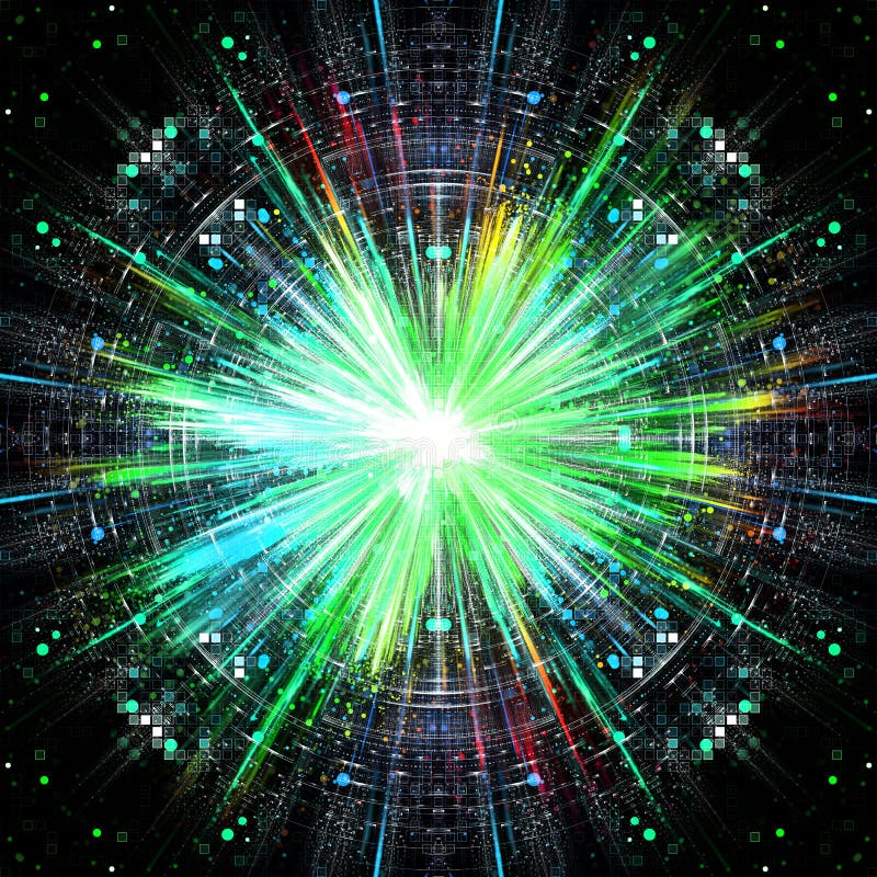 Science Fiction Green Explosion Stock Illustration - Illustration of ...