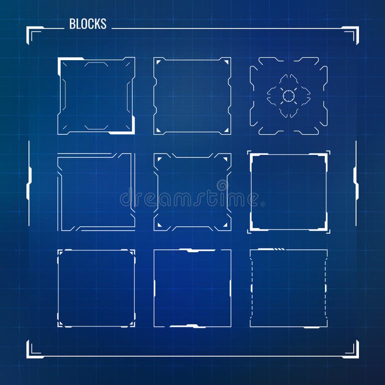 Science Fiction HUD Ui Square Frames Vektor Illustrationer ...