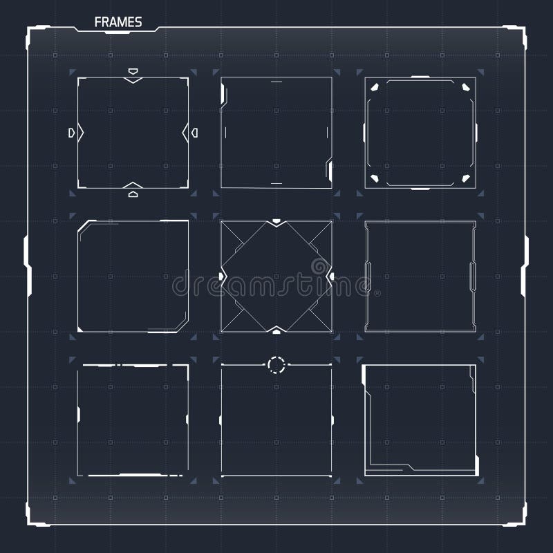 Science Fiction HUD Ui Square Frames Vektor Illustrationer ...