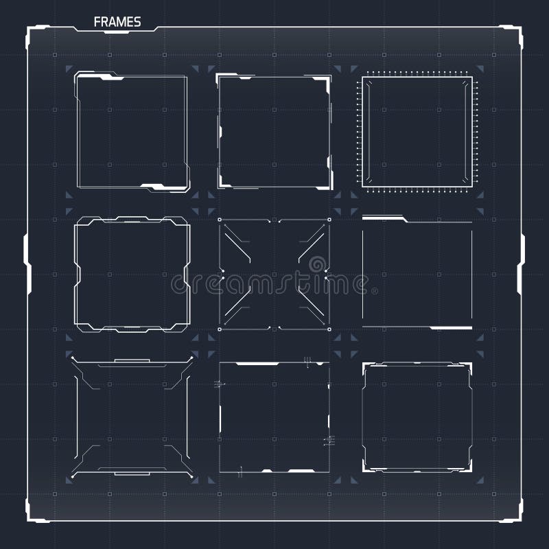 Science Fiction HUD Ui Square Frames Vektor Illustrationer ...