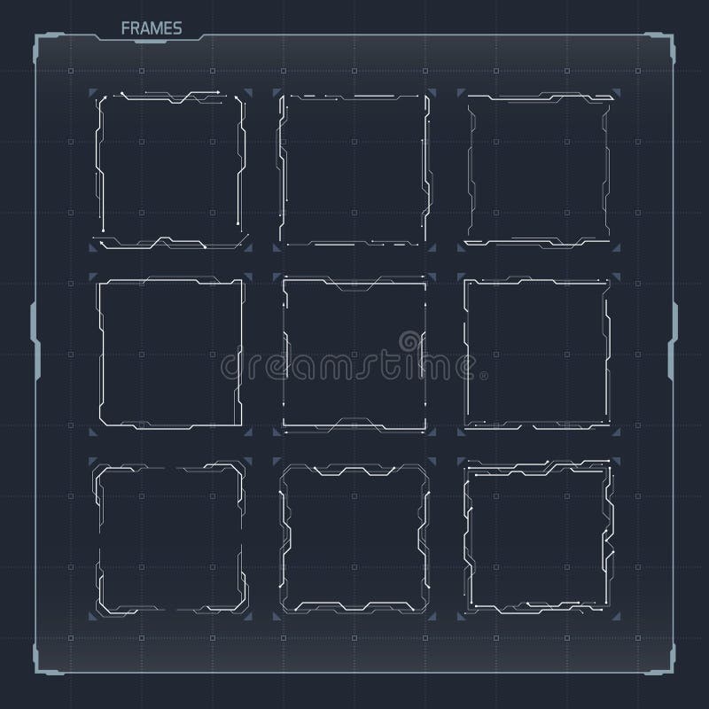 Science Fiction HUD Ui Square Frames Vektor Illustrationer ...