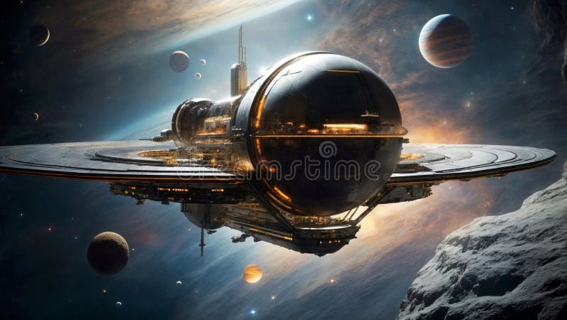 Interplanetary transporter stock illustration. Illustration of fantasy ...