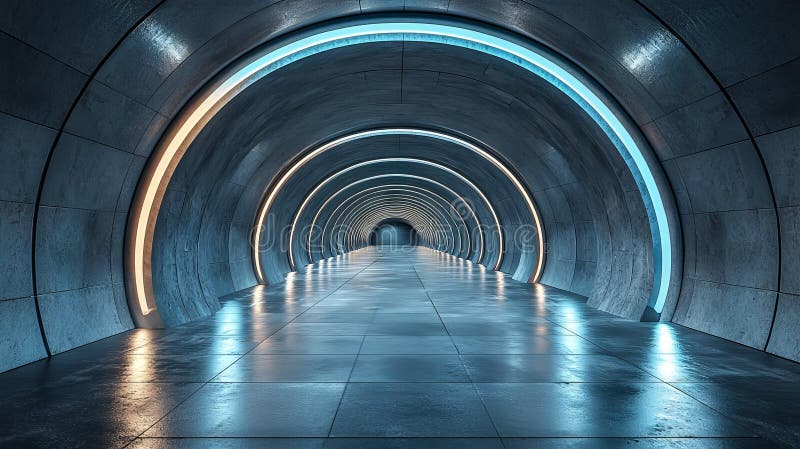 Science Fiction Interior - a 3D Illustration of a Sci-fi Corridor Stock ...