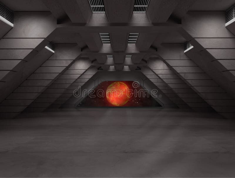 Science Fiction Interior Scene - Sci Fi Corridor Stock Illustration ...