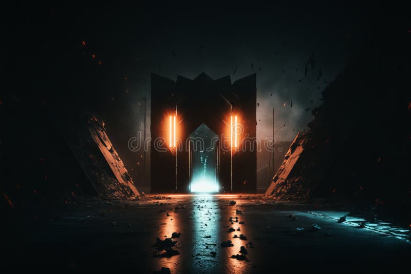 Science Fiction Interior Scene- Sci-fi Corridor Render Scene with Neon ...