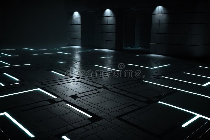 Science Fiction Interior Scene- Sci-fi Corridor Render Scene with Neon ...