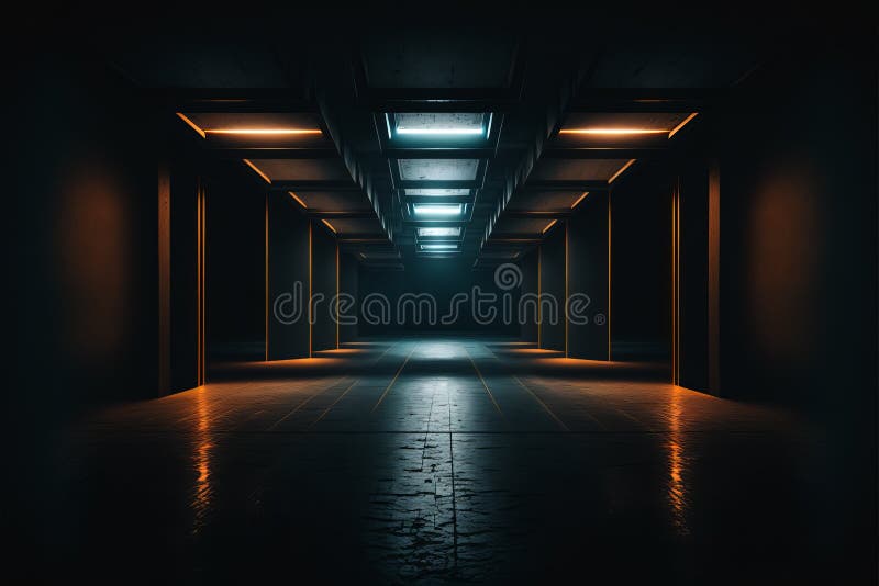 Science Fiction Interior Scene- Sci-fi Corridor Render Scene with Neon ...